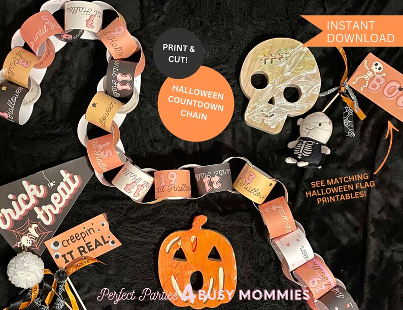 Printable Halloween Countdown Paper Chain: Kids Activity (PDF Pattern ...