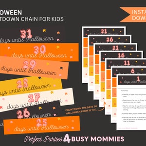 Printable Halloween Countdown Paper Chain: Kids Activity (PDF Pattern ...