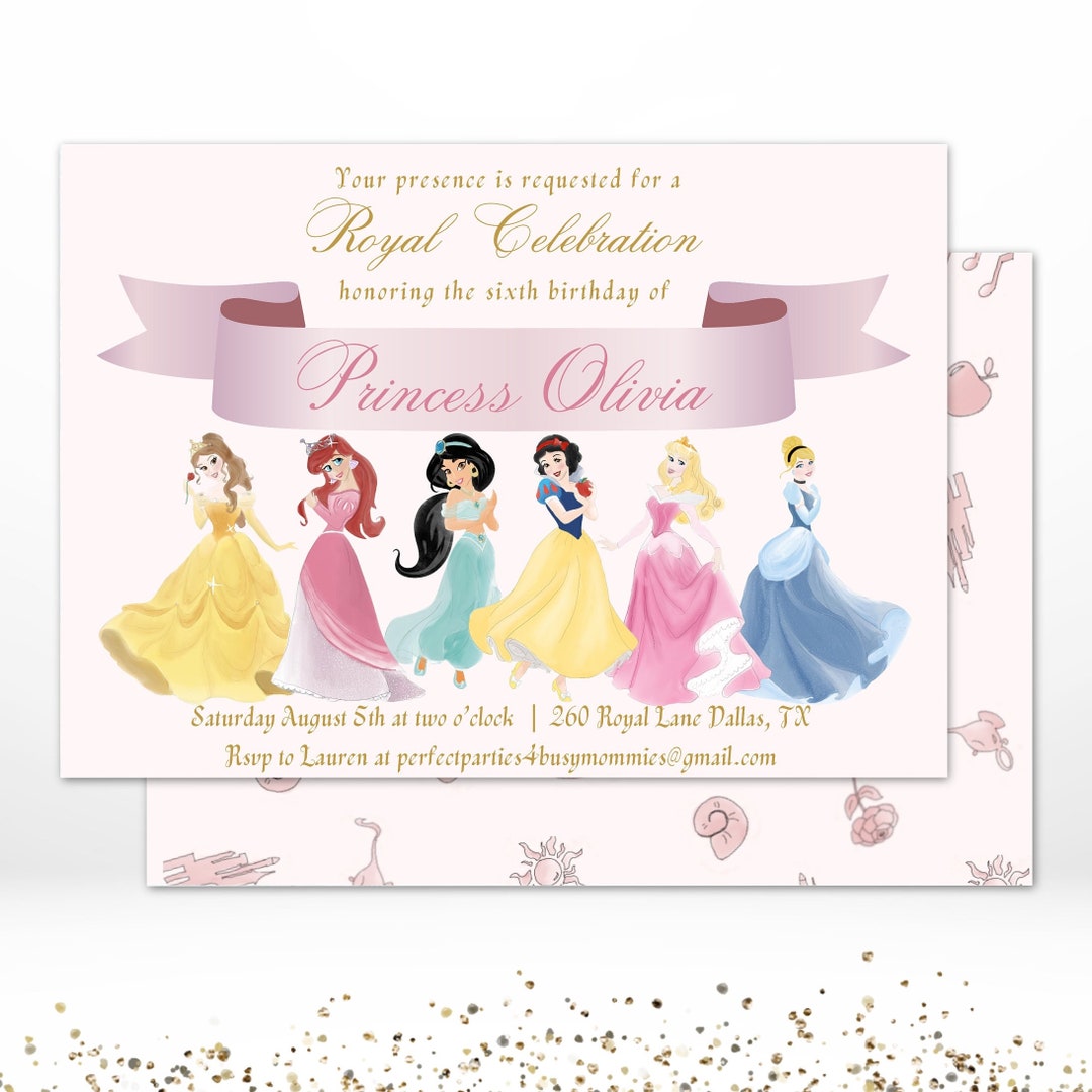 Princess Birthday Party Invitation. Princess Party Invitation. Editable ...