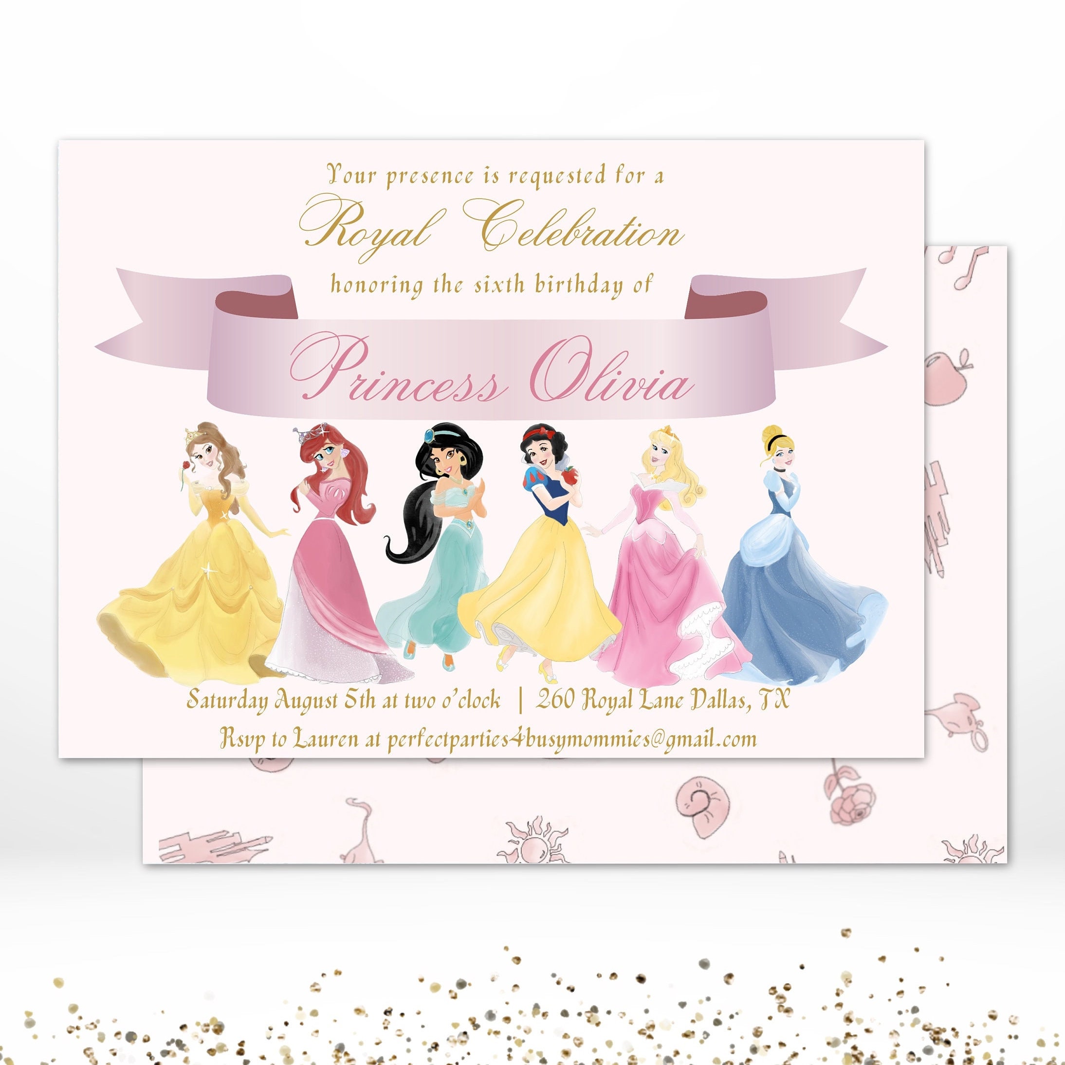 Princess Birthday Party Invitation. Princess Party Invitation. Editable ...