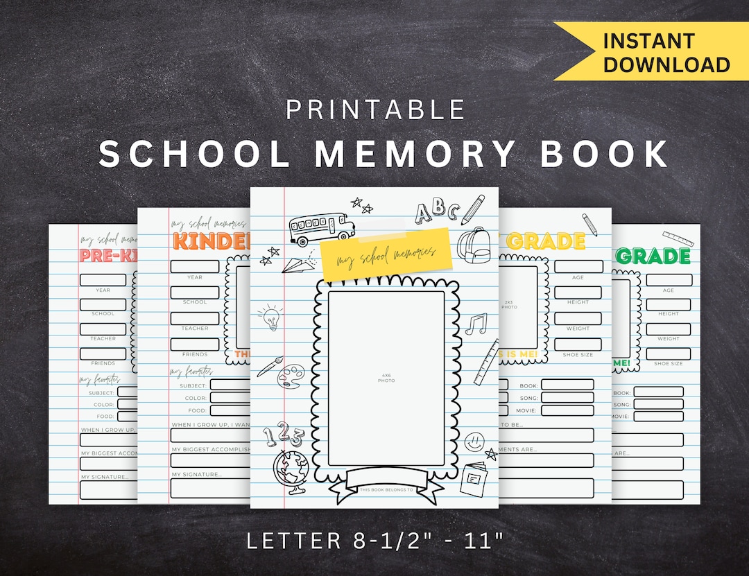 Kids School Memory Book, Instant Download Back to School Journal ...