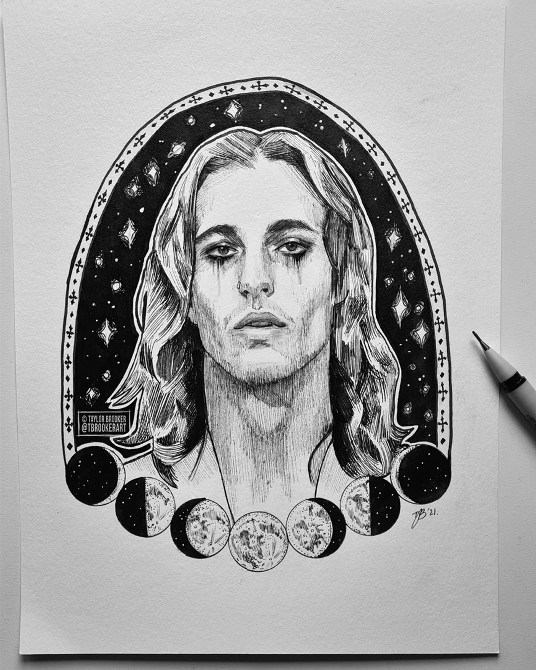 Damiano David måneskin Original Art Print Ink Drawing Print - Etsy UK