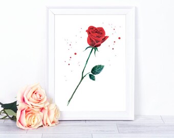 Red Rose Print Vintage Botanical Poster Wall Art Decor - Etsy