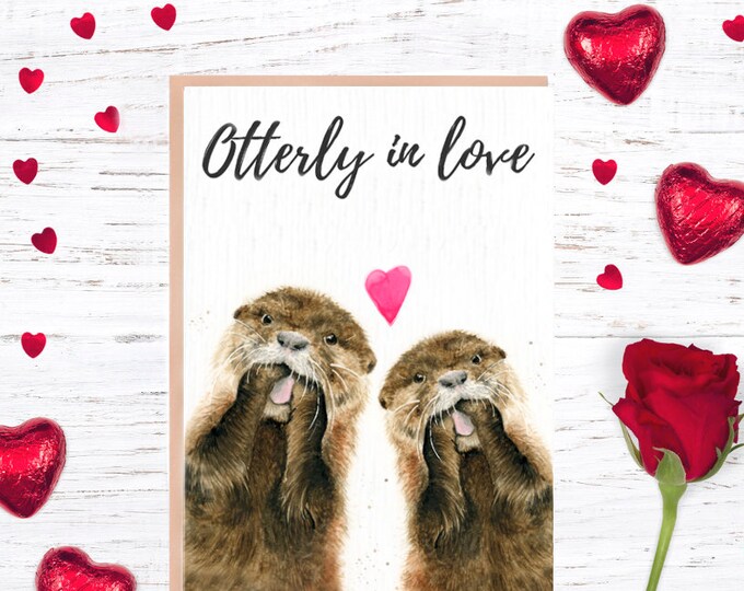 Otter Card, Anniversary Card, Wedding Card, Valentines Card, Valentines ...