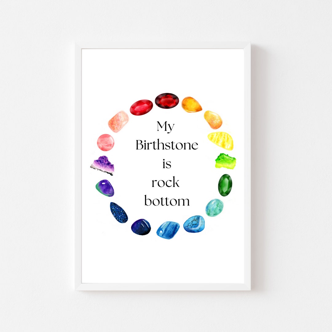 Funny Birthstone Print, Birthstone Wall Art, Crystal Decor, Funny Gift ...