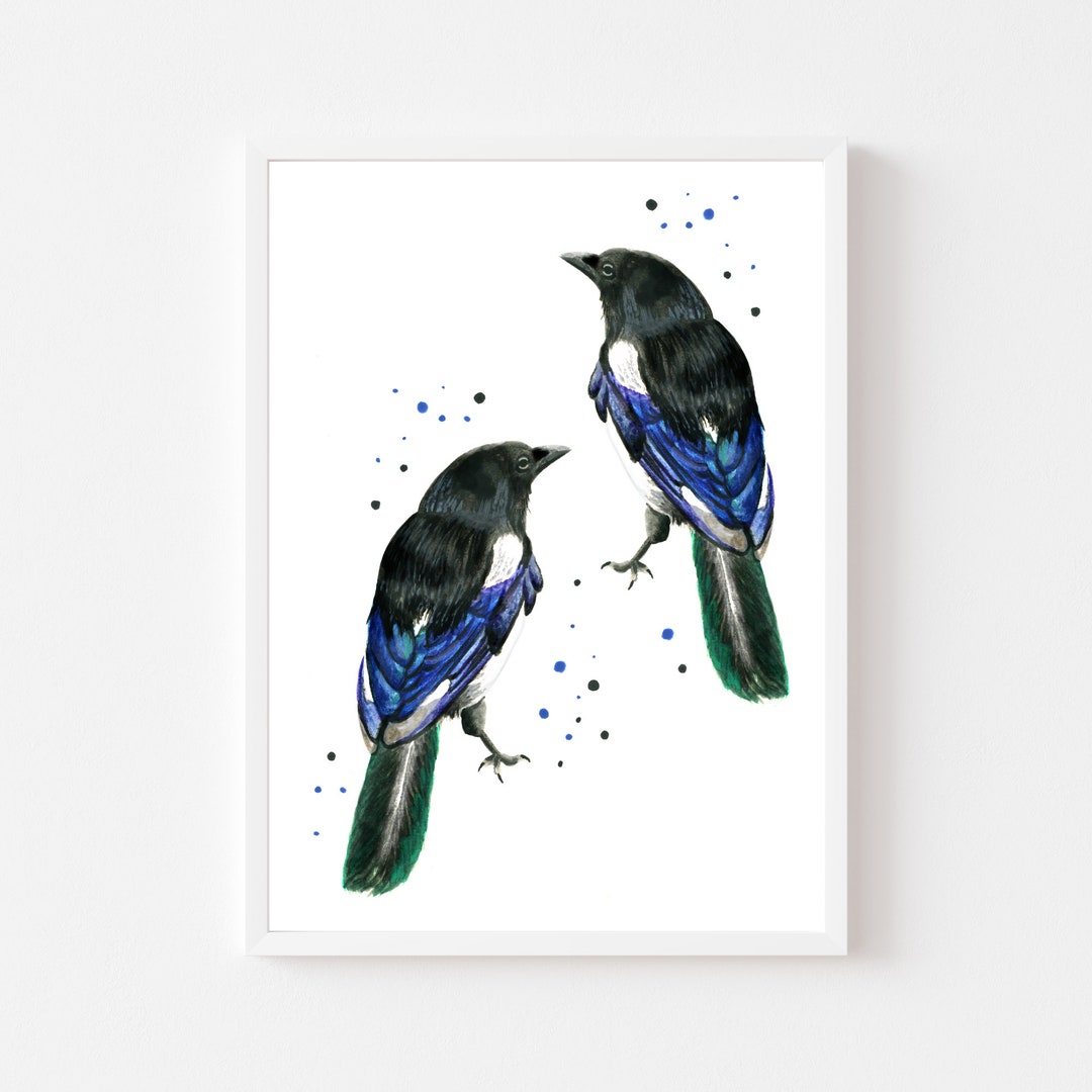 Magpie Print, Magpie Art, Bird Art, Bird Painting, Bird Lover Gift ...