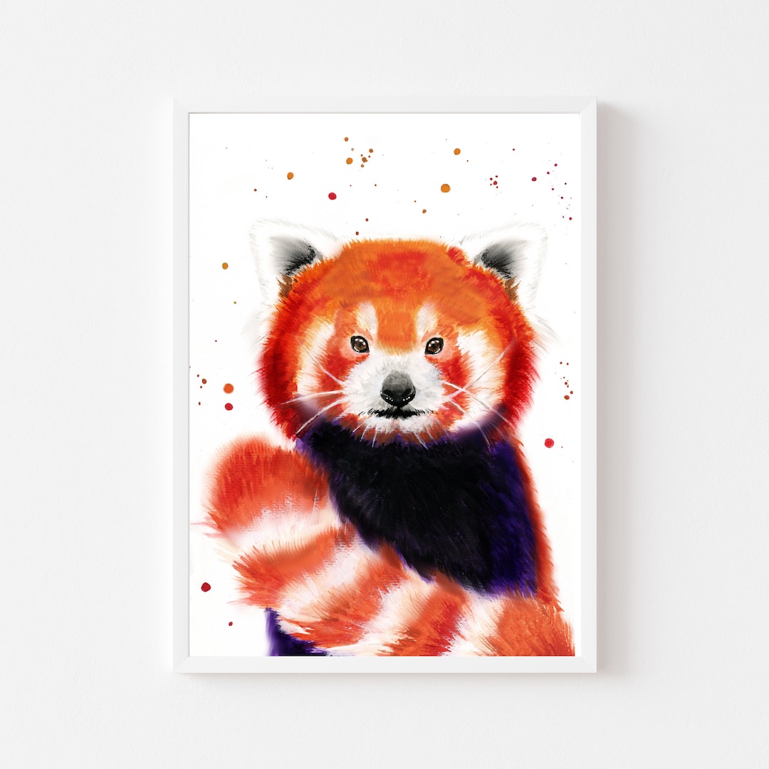 Red Panda Print, Red Panda Art, Red Panda Painting, Panda Print, Animal ...