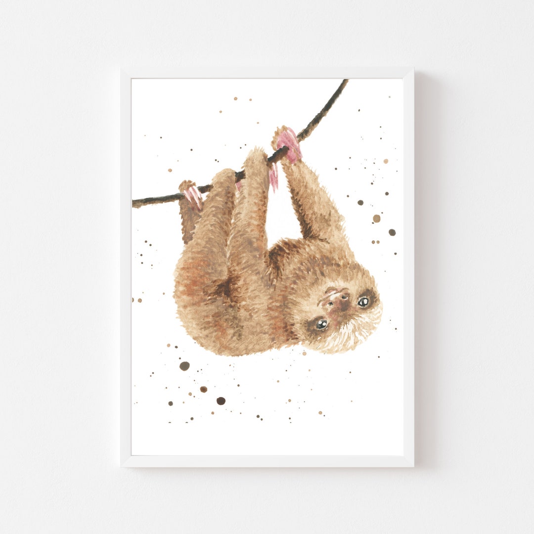 A3 Sloth Print, Sloth Wall Art, Sloth Painting, Cute Art Print, Animal ...