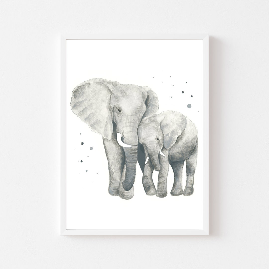A3 Elephant Print, Elephant Art, Elephant Painting, Watercolor Wall Art ...