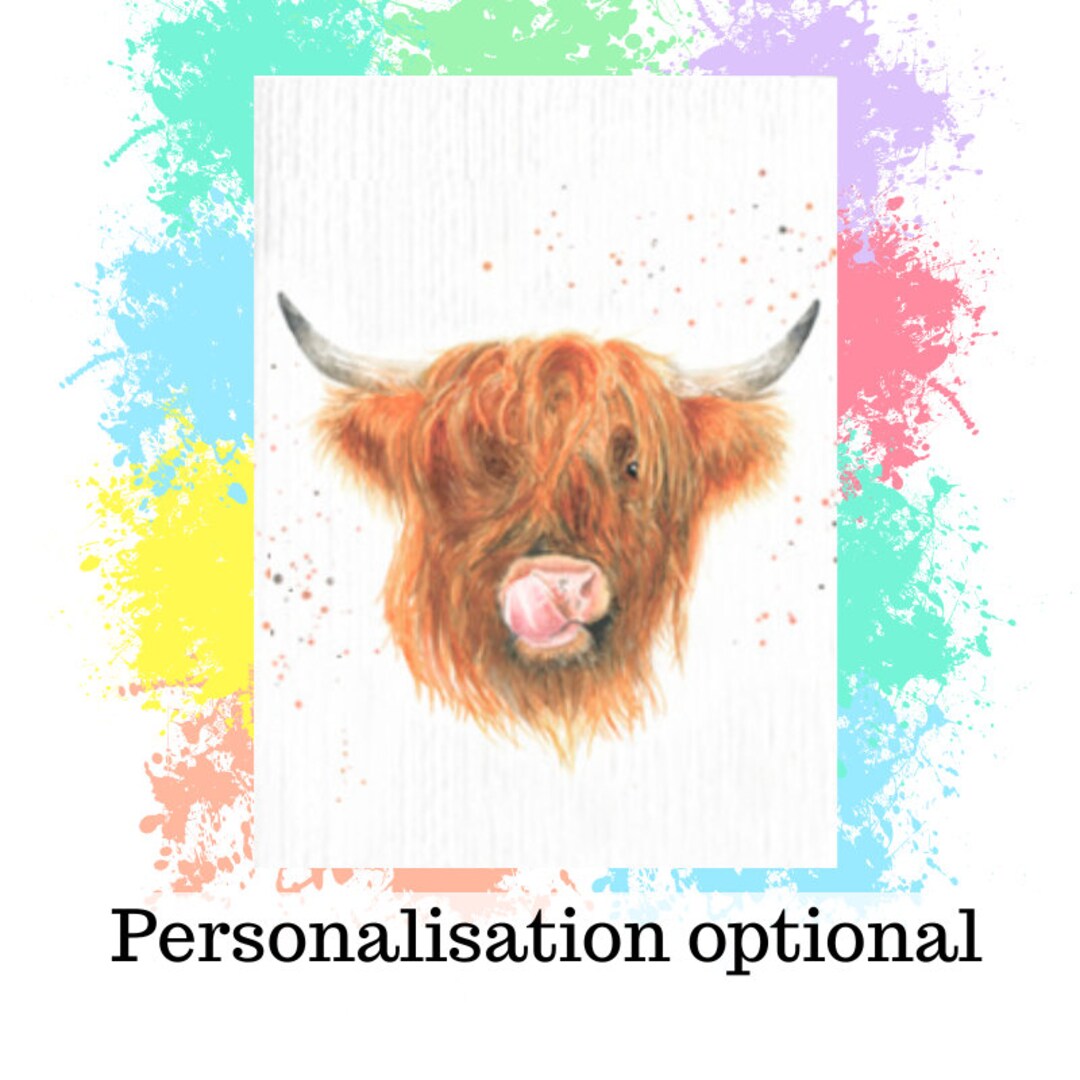 Highland Cow Card, Cow Card, Birthday Card, Custom Card, Handmade Cards ...