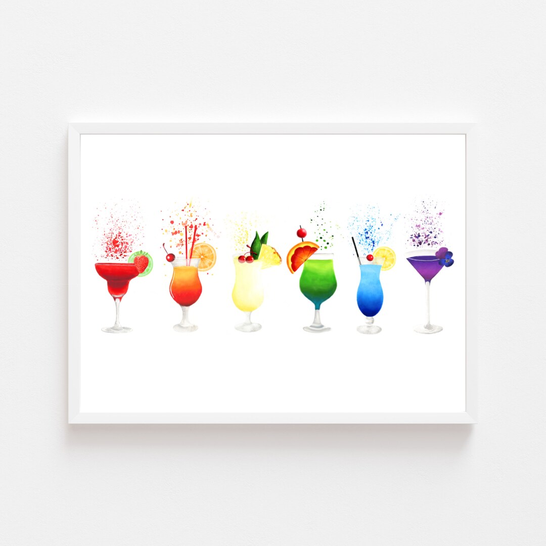 Cocktail Art Print, Cocktail Poster, Cocktail Sign, Bar Cart Art Print ...