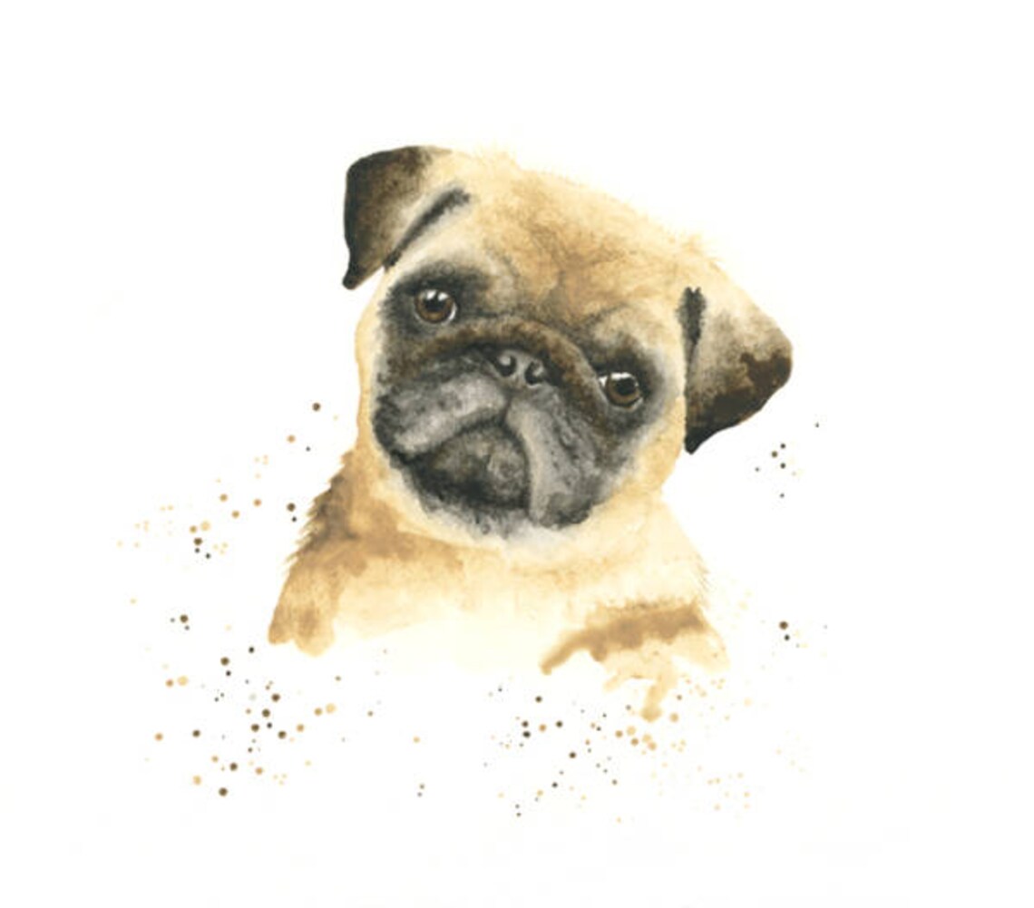 Pug art pug print pug gift dog art print dog wall decor | Etsy