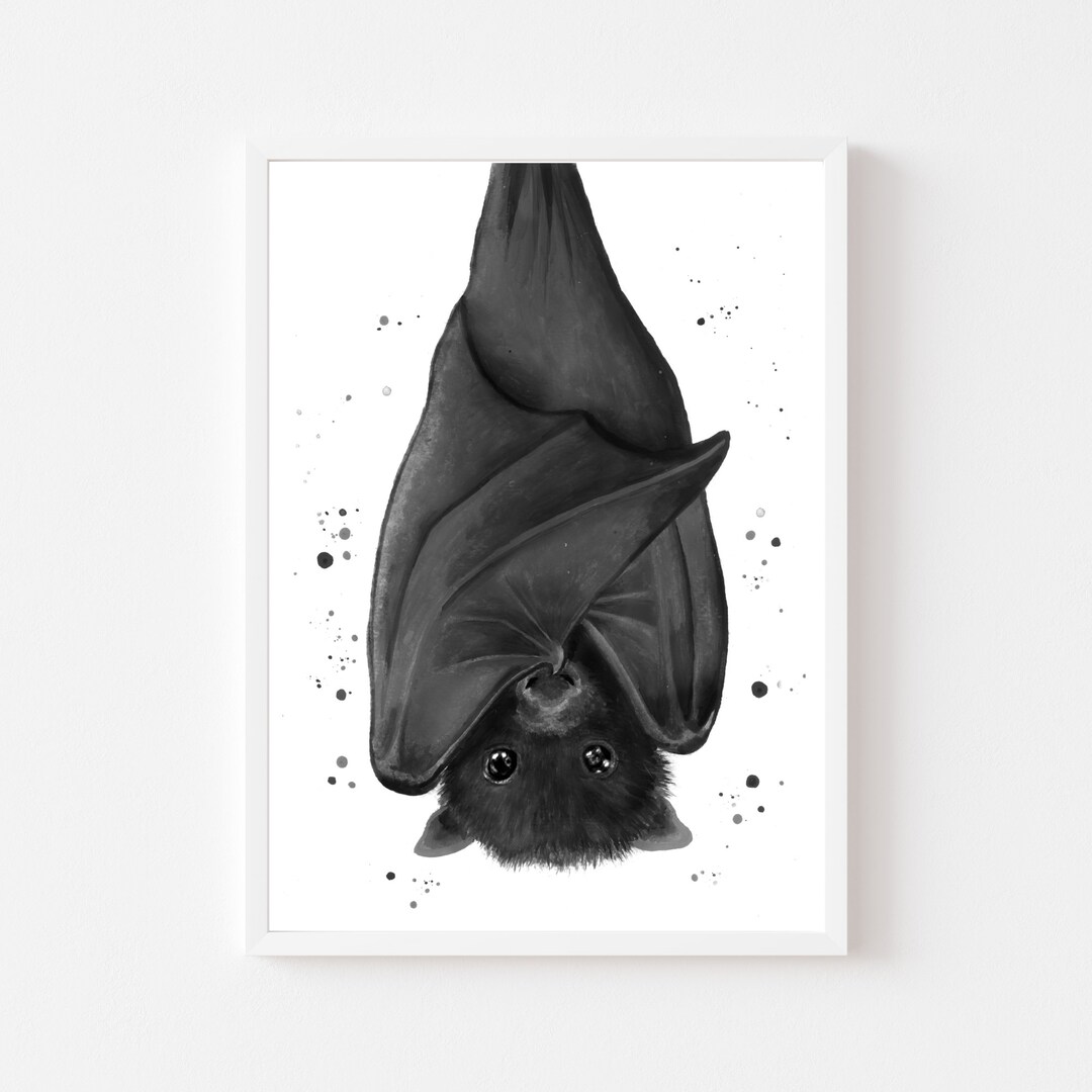 A3 Bat Print, Bat Art, Bat Gift, Cute Bat, Gothic Print, Gothic Home ...