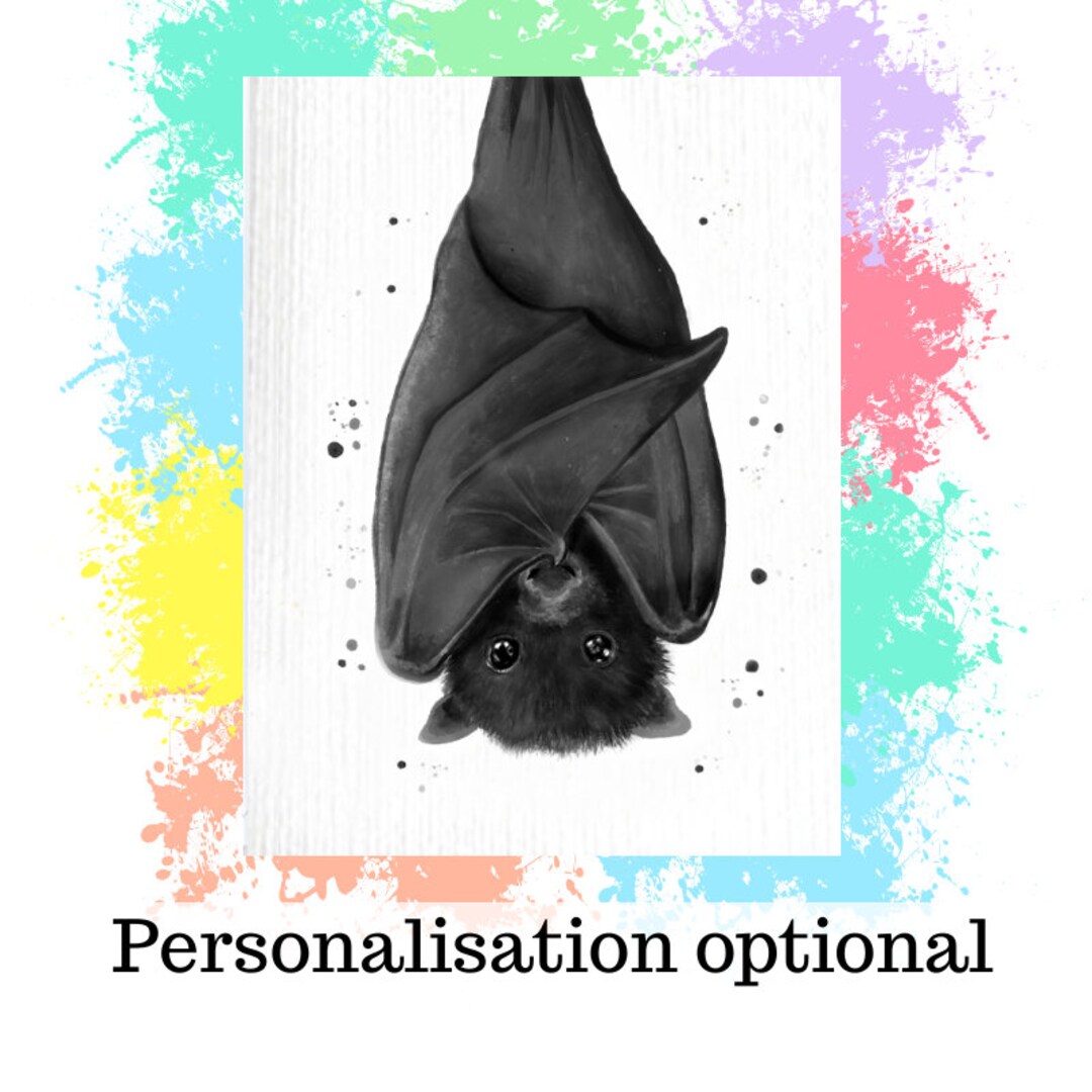 Bat Card, Custom Card, Personalised Card, Bat Greeting Card, Bat ...