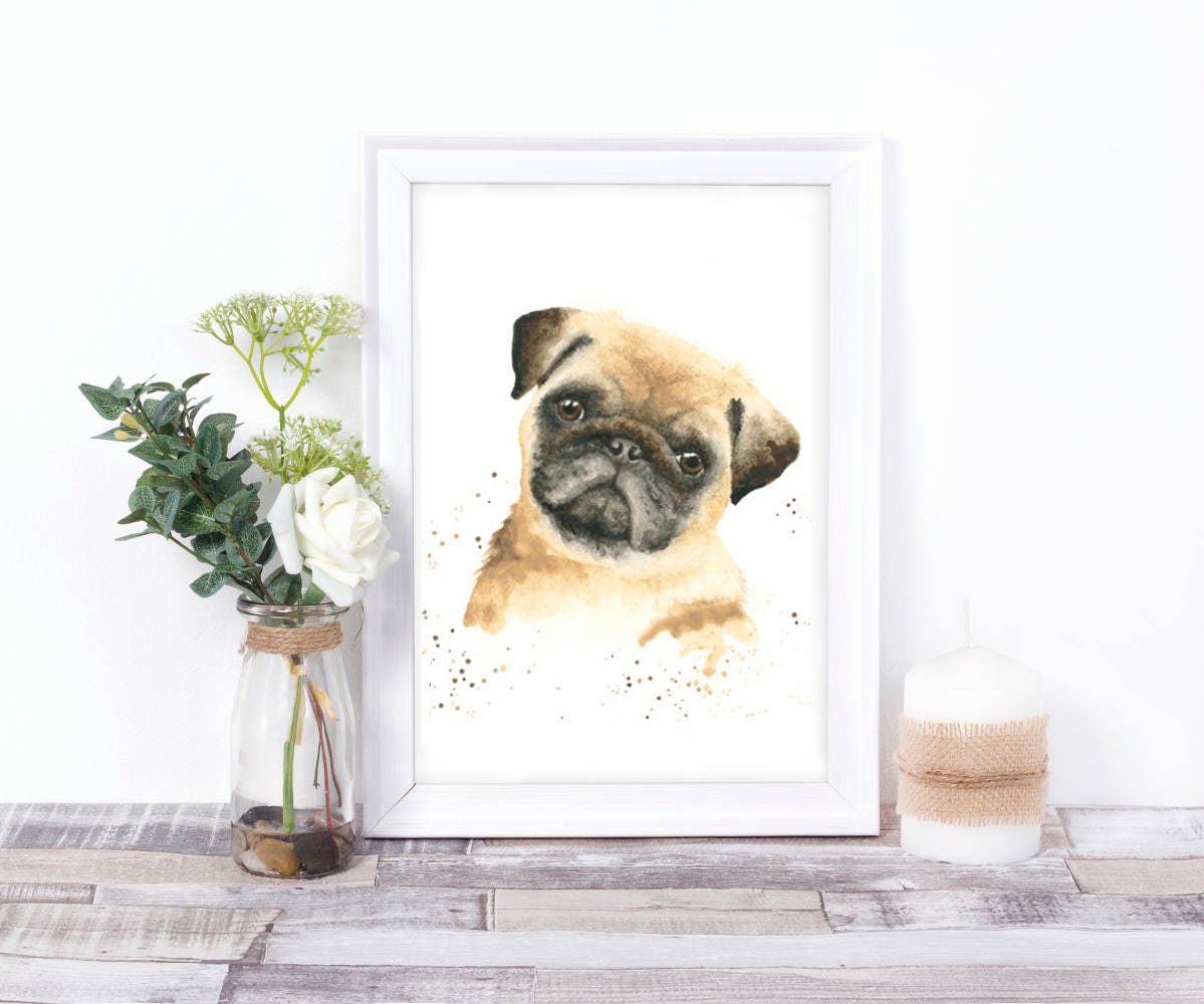 Pug art pug print pug gift dog art print dog wall decor | Etsy