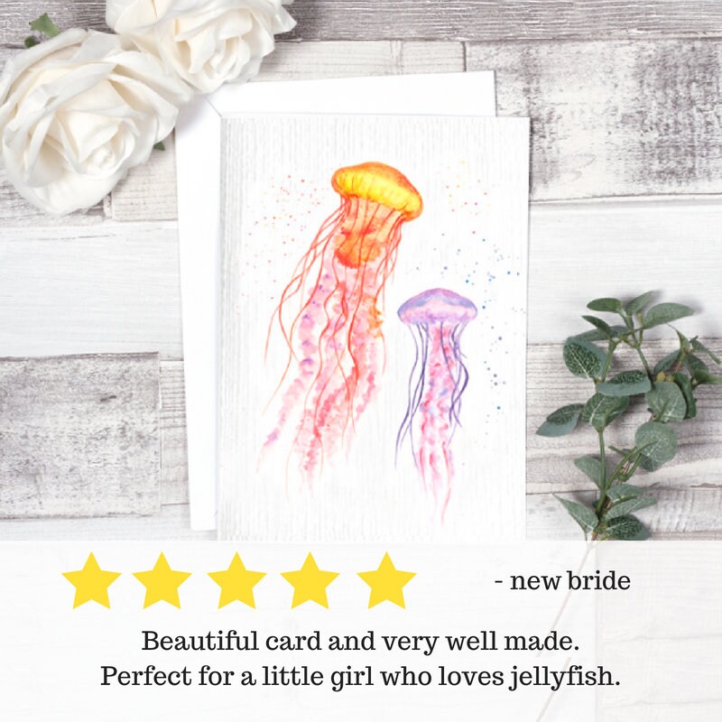 Jellyfish Card Under Sea Birthday Card Animal Cards | Etsy