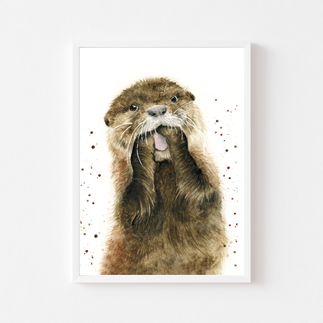 Otter Print, Otter Art, Otter Poster, Otter Gifts, Watercolor Paintings ...