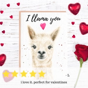 Llama Valentines Card, Llama Valentines, Valentines Card, Llama Wedding ...