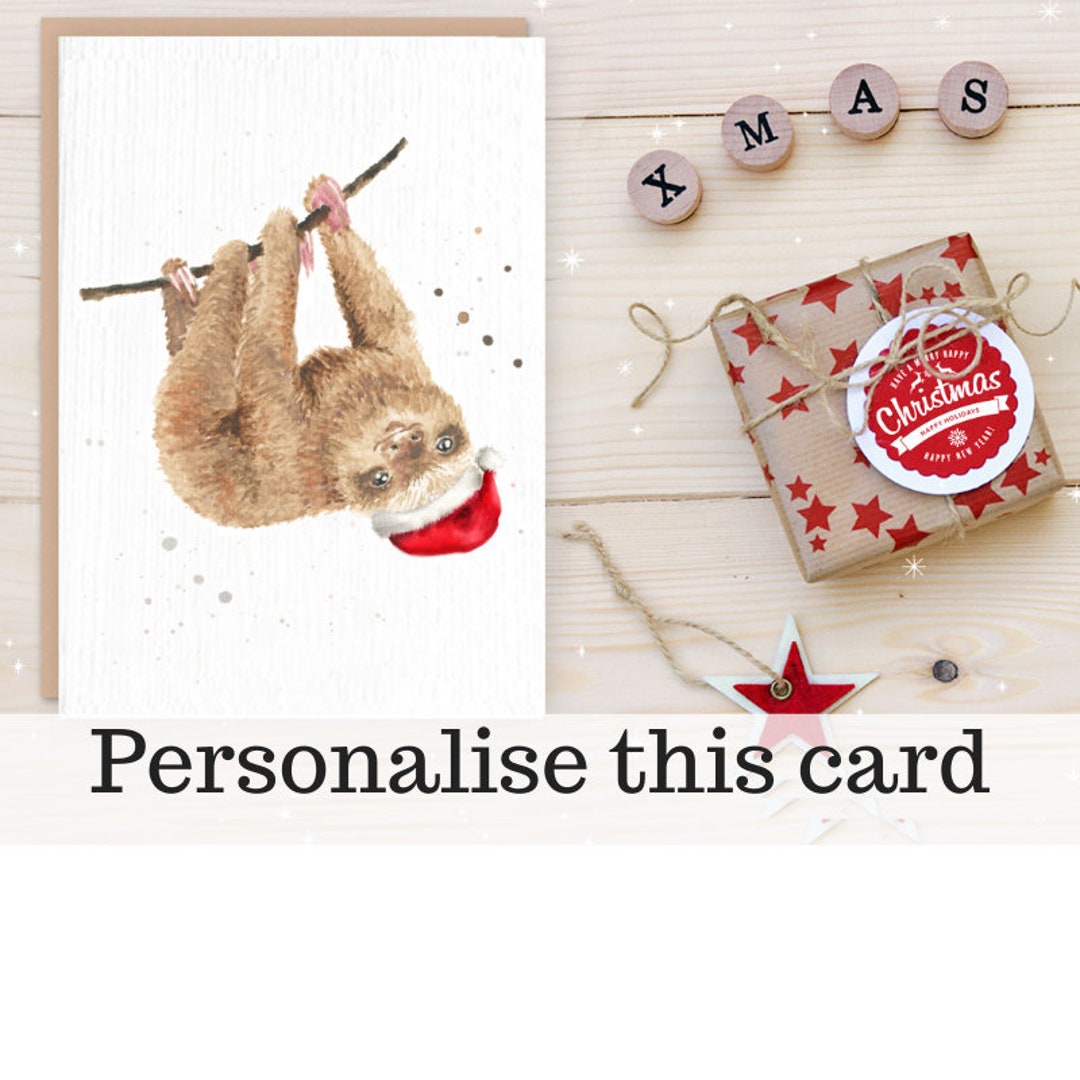 Sloth Christmas Card Sloth Christmas Sloth Card Sloth - Etsy