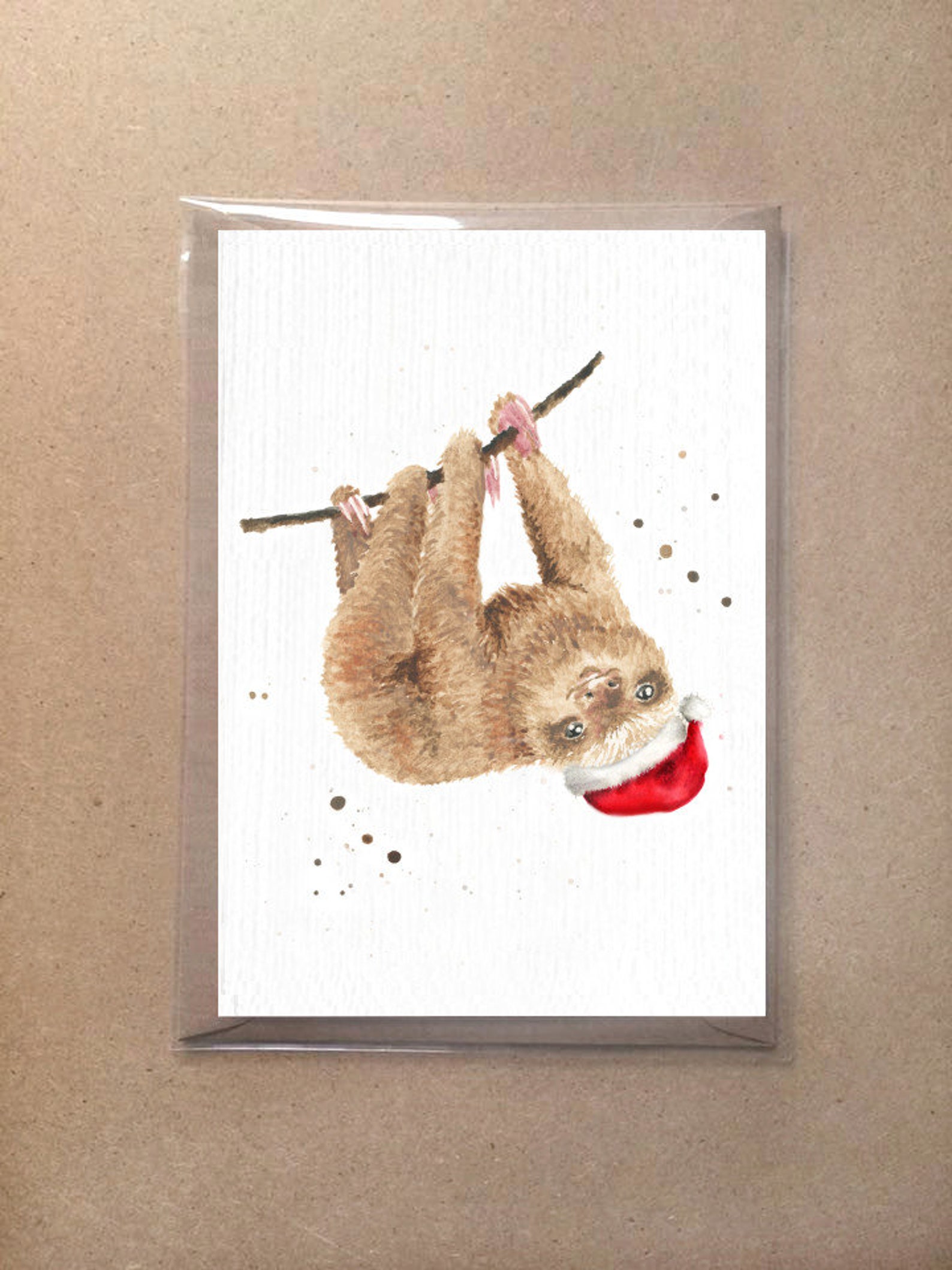 Sloth christmas card sloth christmas christmas cards | Etsy