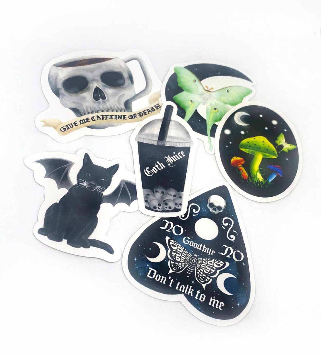 Gothic Sticker Pack, Goth Stickers, Spooky Stickers, Luna Moth Sticker ...