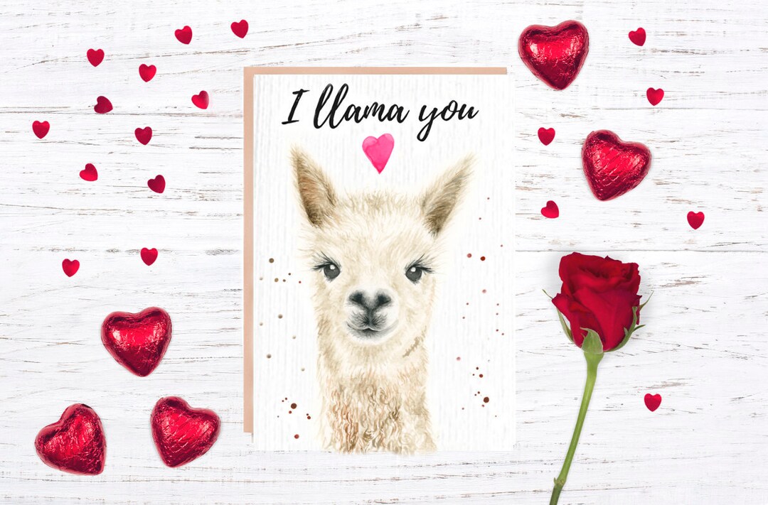 Llama Valentines Card, Llama Valentines, Valentines Card, Llama Wedding ...