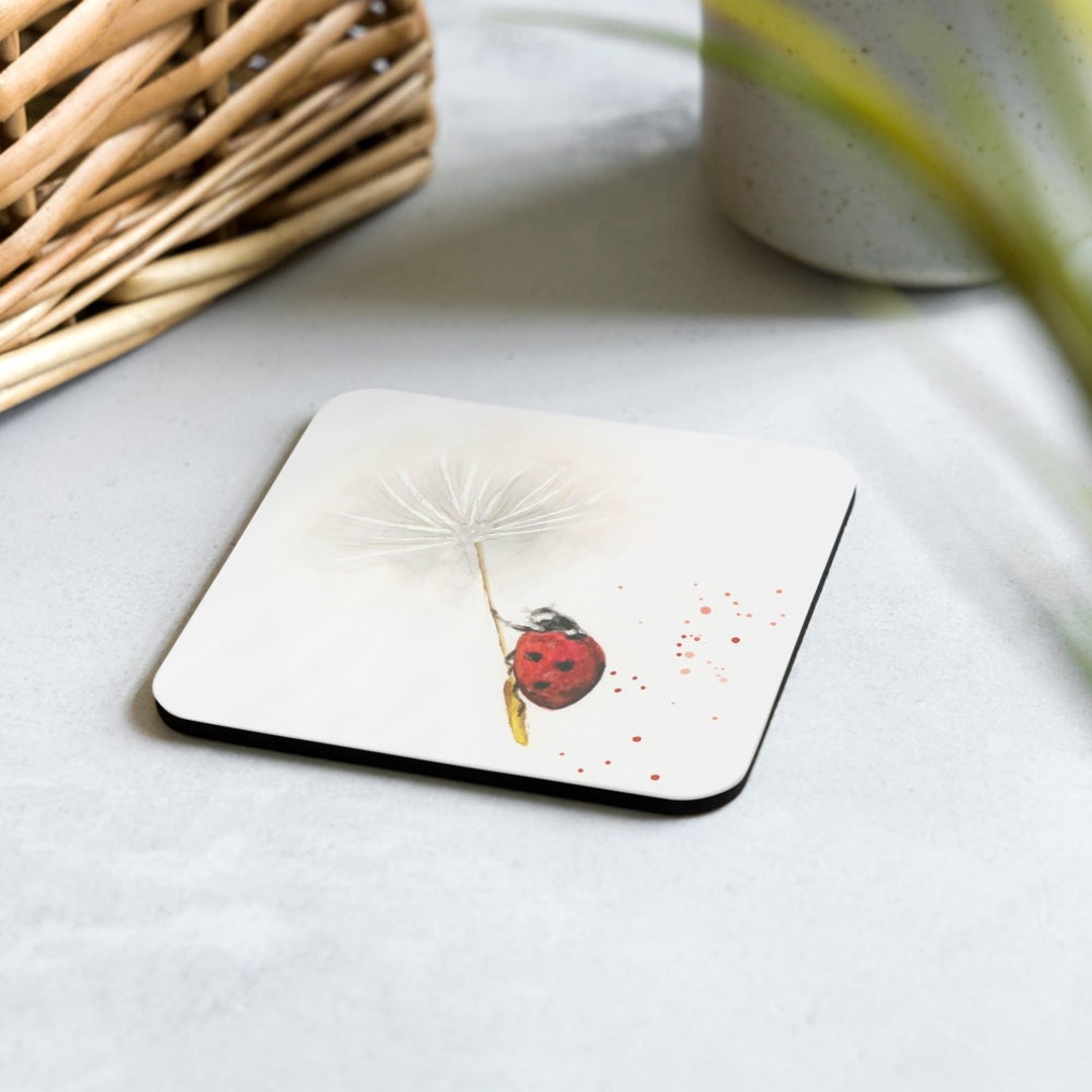 Ladybird Coaster, Ladybug Coaster, Cork Coaster, Coffee Coaster, Drink ...