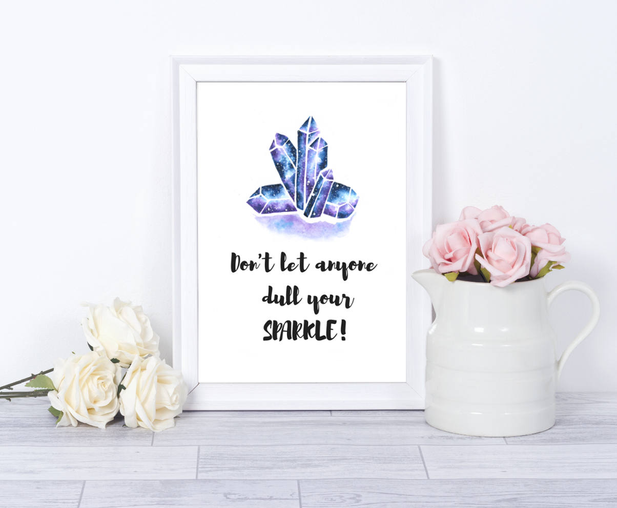 Crystal art crystal art print girly wall art positive | Etsy