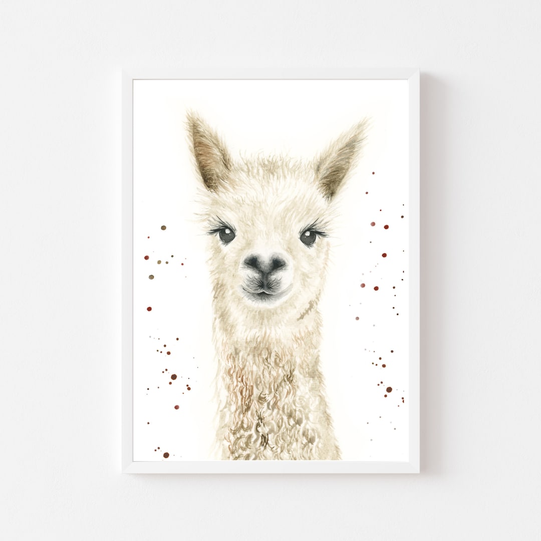 Llama Print, Llama Art, Alpaca, Farmhouse Decor, Cute Animal Art, Farm ...
