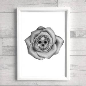 Gothic Rose, Skull Rose, Gothic Art Print, Skull Print, Skull Art Print ...