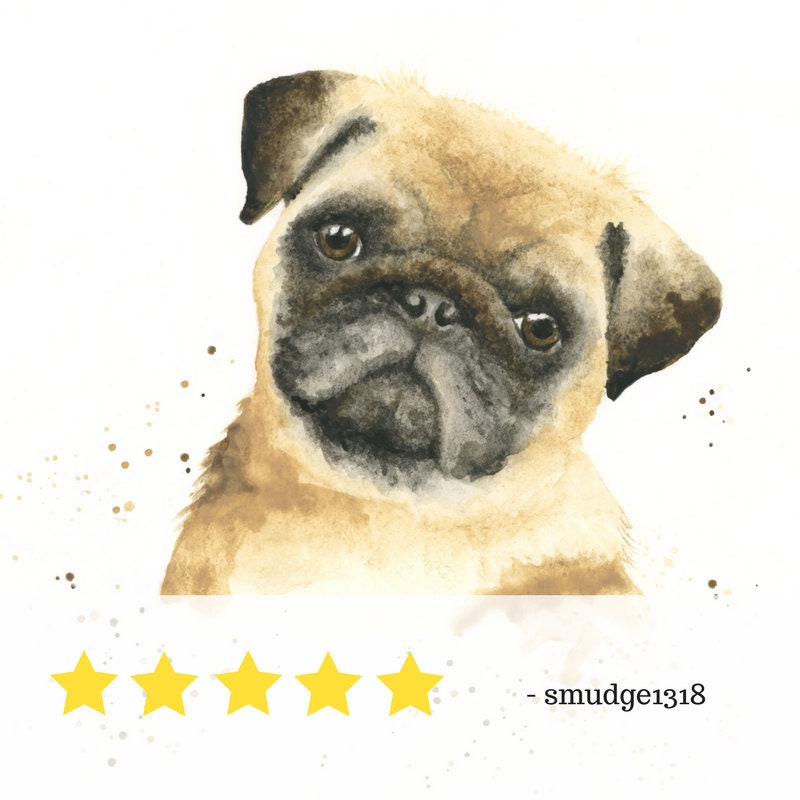 Pug art pug print pug gift dog art print dog wall decor | Etsy