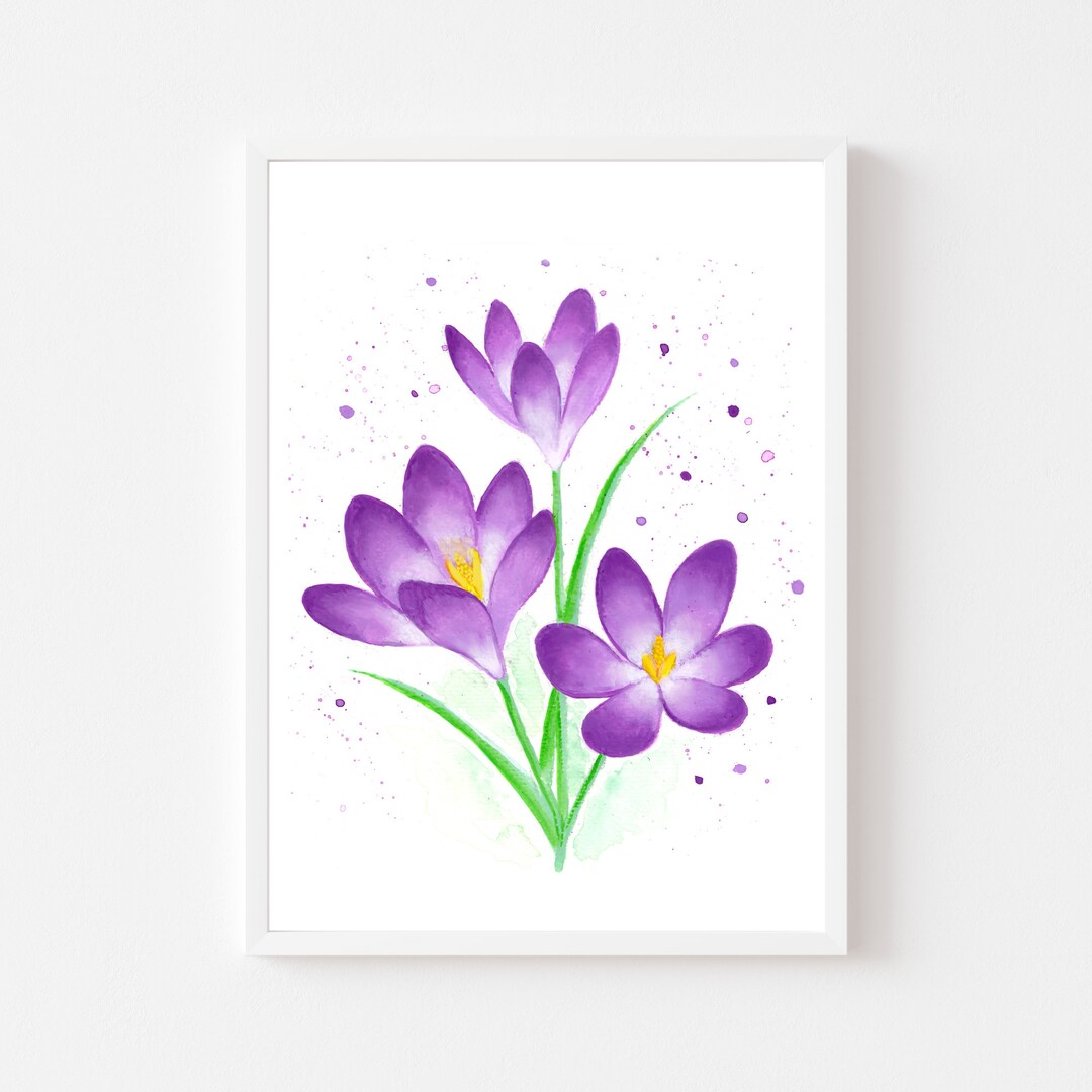 Crocus Print, Floral Wall Art, Flower Wall Art, Botanical Prints ...