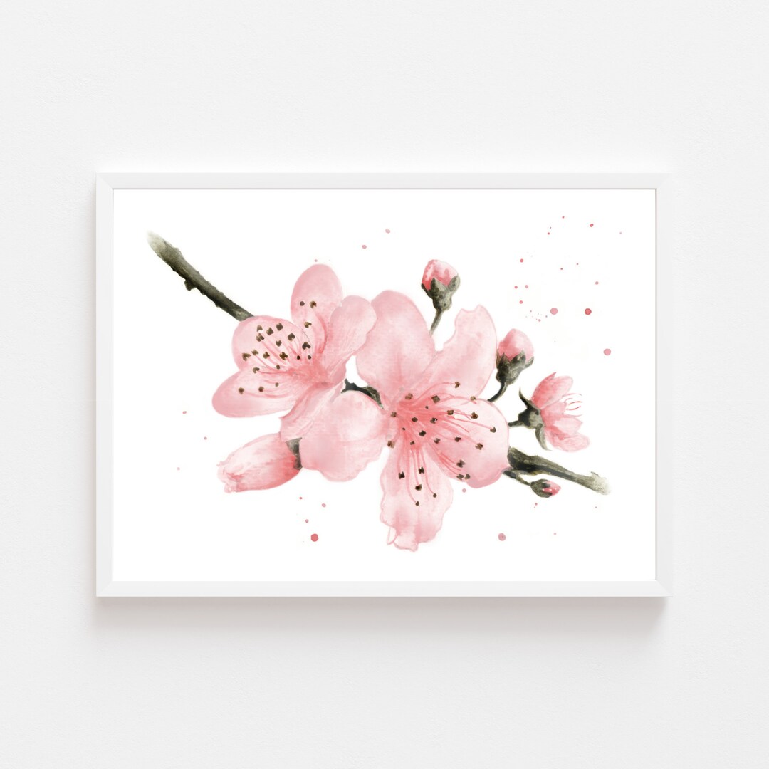 Cherry Blossom Print, Cherry Blossom Art, Floral Wall Art, Japanese Art ...
