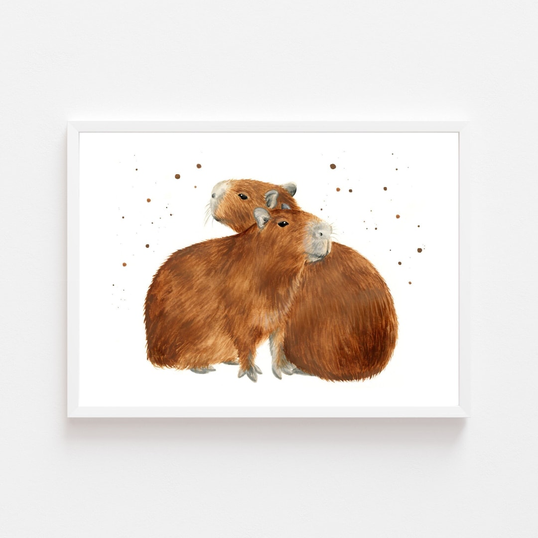Capybara Print, Capybara Art, Capybara Gift, Capybara Painting, Animal ...