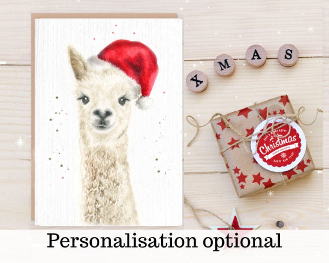 Llama Christmas Card, Custom Christmas Card, Handmade Christmas ...