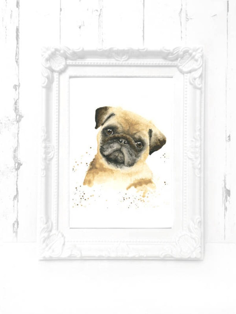 Pug art pug print pug gift dog art print dog wall decor | Etsy