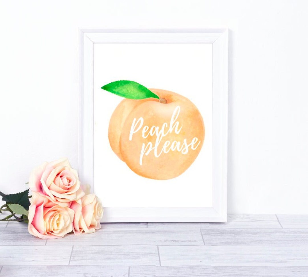 Peach Please Print, Peach Art Print, Watercolour Peach, Peach Fuzz ...