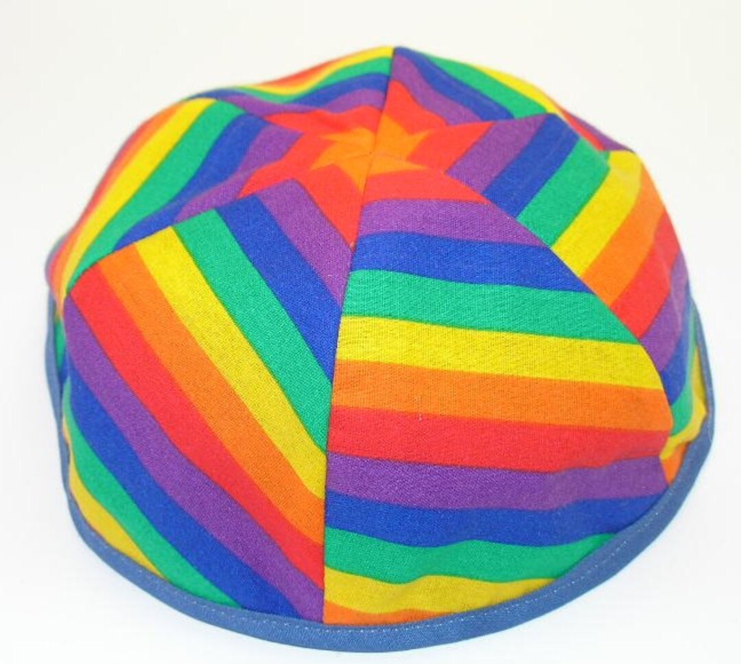 Reversible Swirl Rainbow Kippah - Bright Rainbow and Dark Blue - Etsy