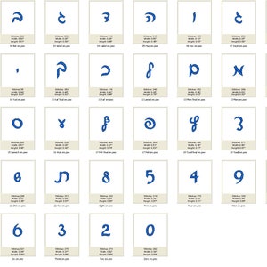 Hebrew Machine Embroidery Font - Ktav Yad (hand Writing) - 3 Sizes in 9 ...