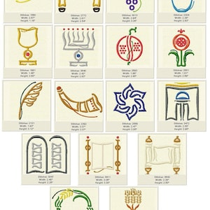 Jewish Holiday Symbols Machine Embroidery Designs (4x4) - Etsy