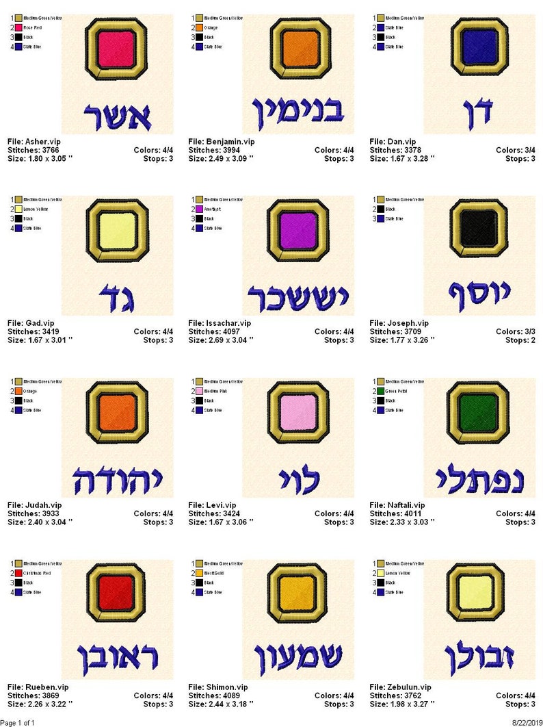 Twelve Tribes Machine Embroidery Designs in 9 Formats - Instant ...