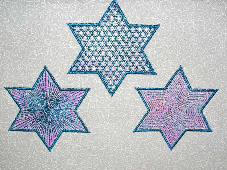 3 Jewish Stars of David Machine Embroidery Designs to Stitch With Mylar ...