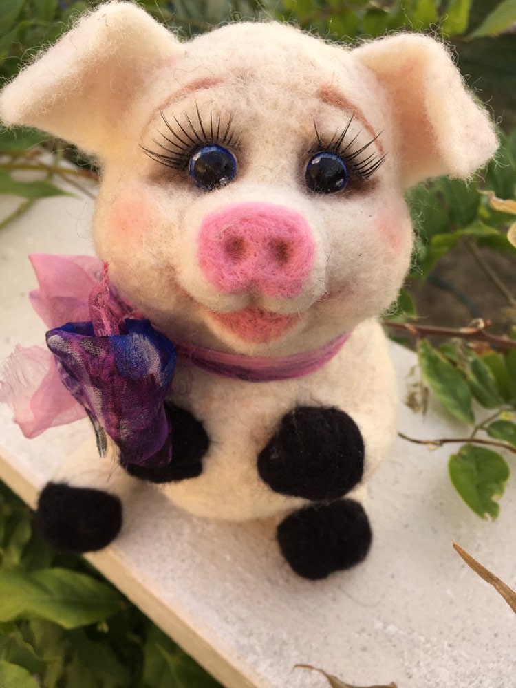 Felted Piglet, Handmade Piggy, Needle Felted Pig, Adorable Felted ...