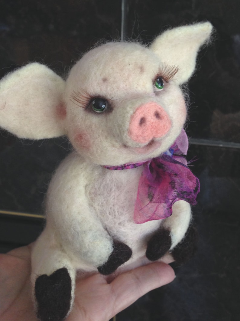 Felted Piglet, Handmade Piggy, Needle Felted Pig, Adorable Felted ...