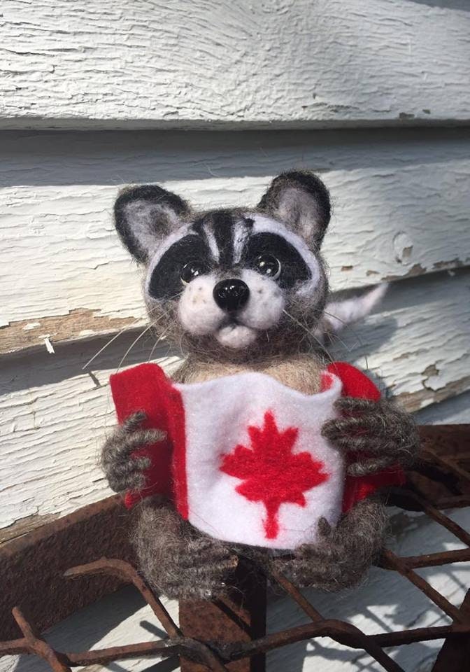 Canadian Symbols, Raccoon, Felted Toy, Gift From Canada - Etsy
