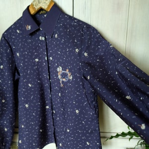 Nachverkauf Mario Fucci Cecconi 70er Jahre Vintage Marine Blau geblümte ...