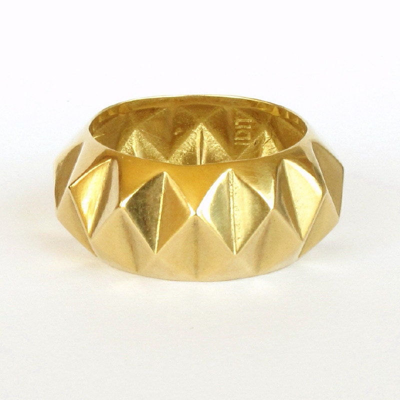 Geometric Gold Ring – 14k Sculpted Triangles Ring - Contemporary Gold ...