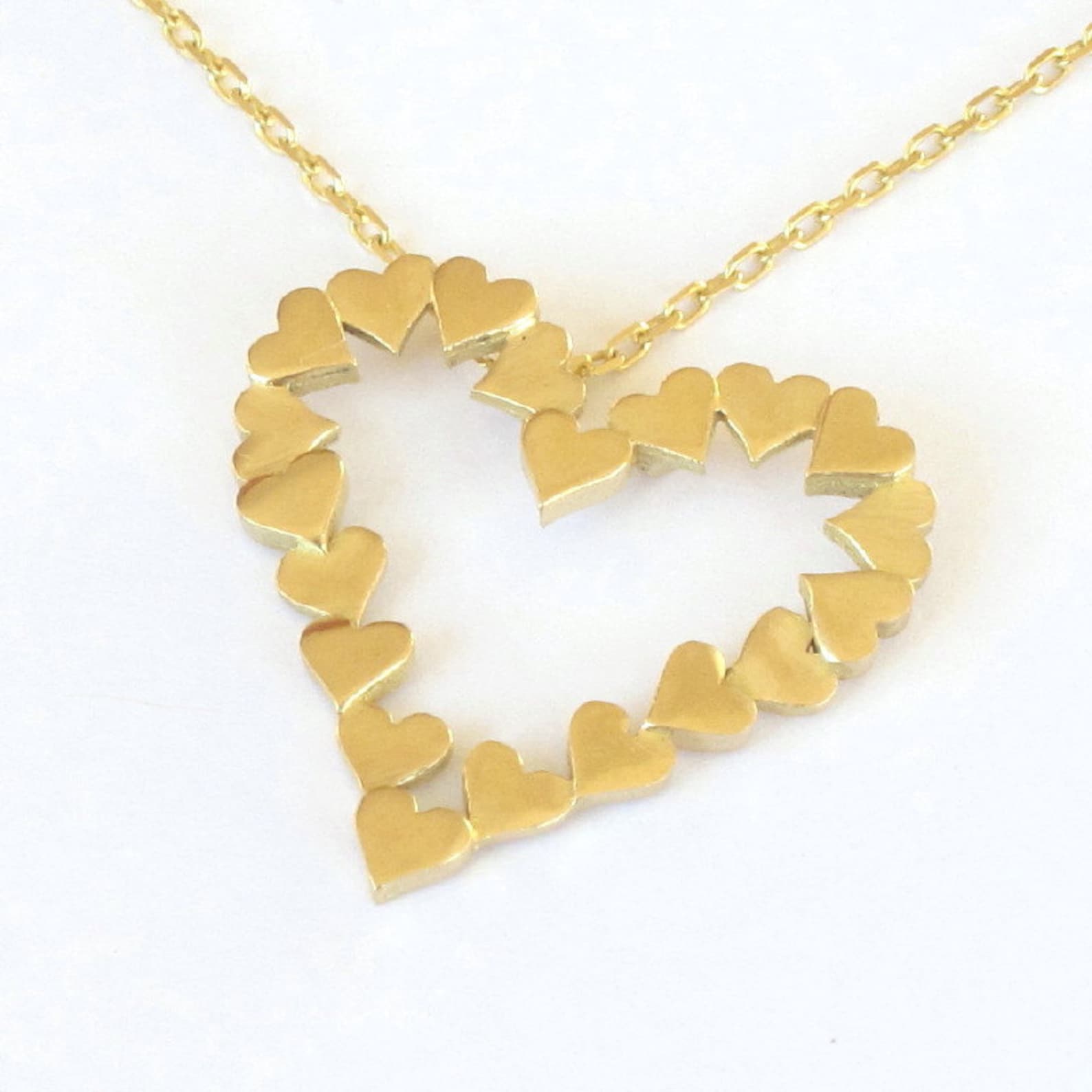 Heart Necklace in 18K Gold - Unique Heart 18k Solid Gold Necklace. - Etsy