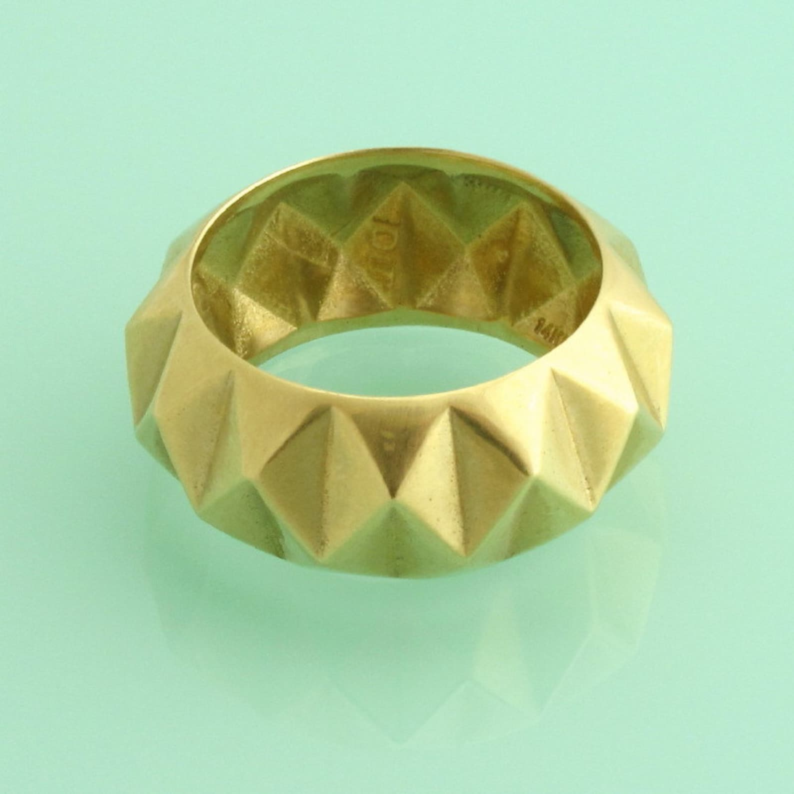 Geometric Gold Ring – 14k Sculpted Triangles Ring - Contemporary Gold ...