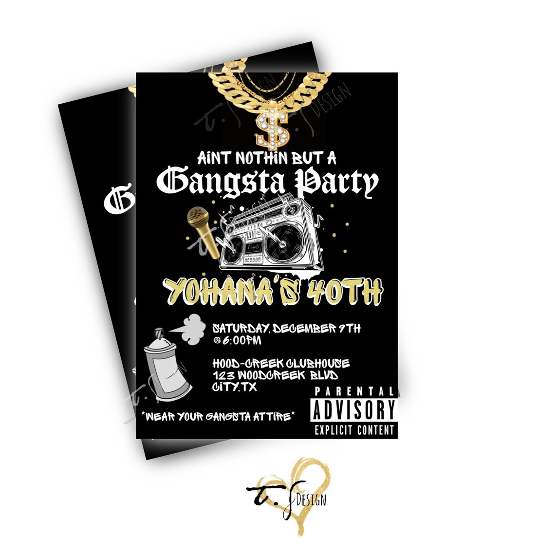 Thug Life Gangsta Party Invitation Printables - Etsy